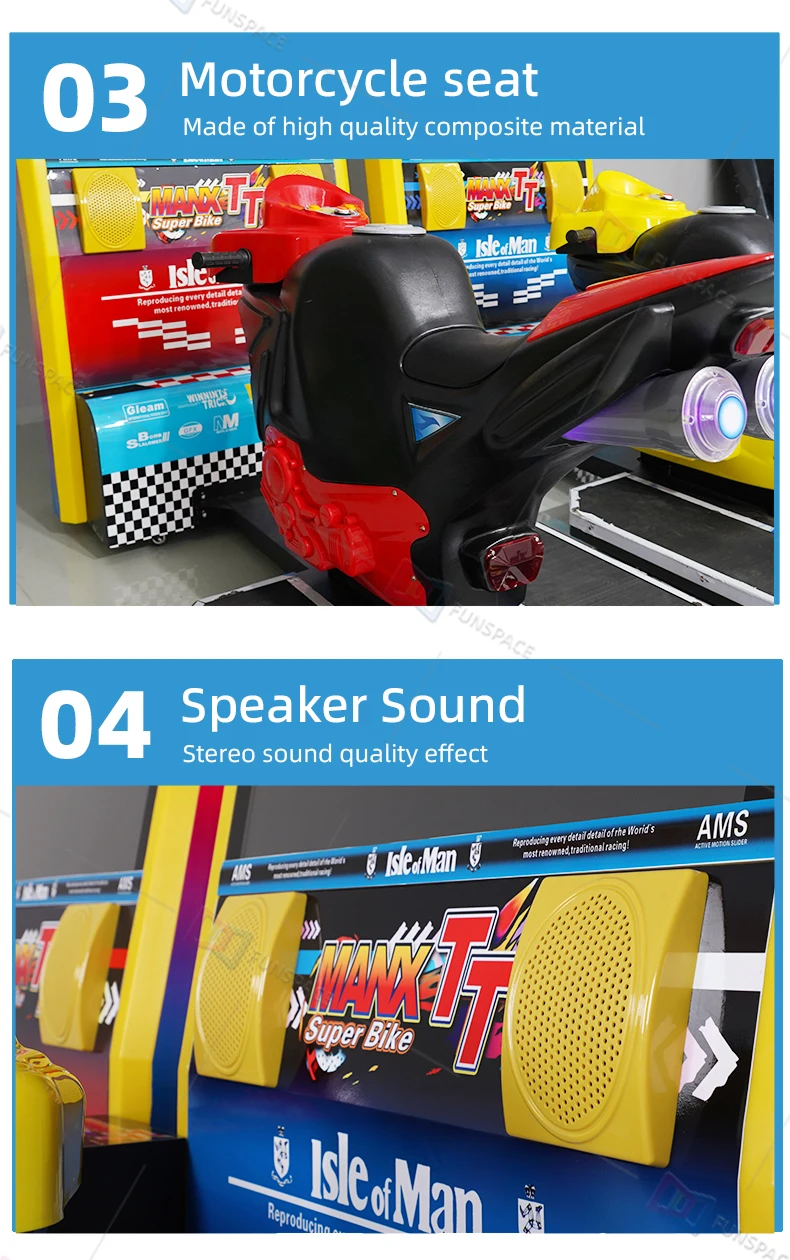 Funspace TT Moto - 2 Player Racing Game Machine for Game Rooms