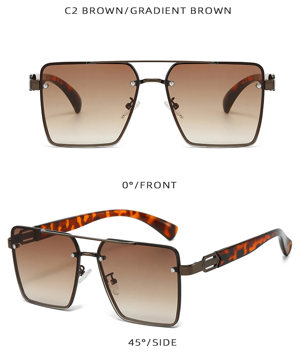 Sunglasses 2024 Fashion Double Bridge Metal Frame Unisex Sunglass New ...