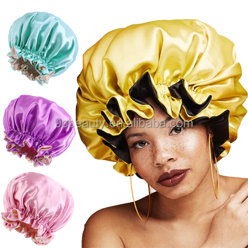 Wholesale Double Layer Cute Ruffle Lace Satin Bonnet Private Label Hair ...