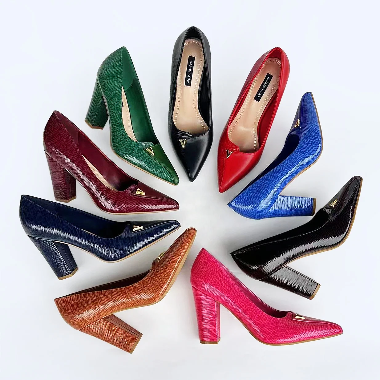High Quality Square Heel Office Shoes Pure Color Block Heel Ladies ...