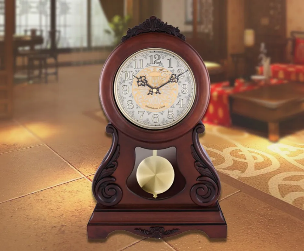 Vintage Mantle Clock Grandfather Pendulum Clock Floor Table Wooden ...