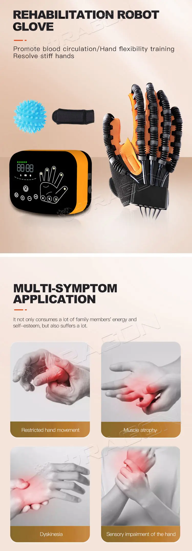 DRAGON Handheld New Hand Function Finger Stroke Exercise Rehabilitation ...