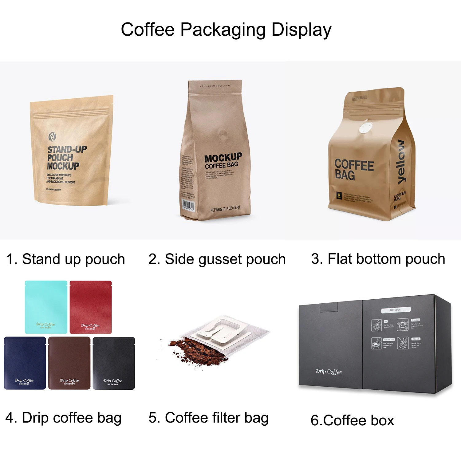 Custom Empty Coffee Bags - Flat Bottom Pouches by Kenzo Pack