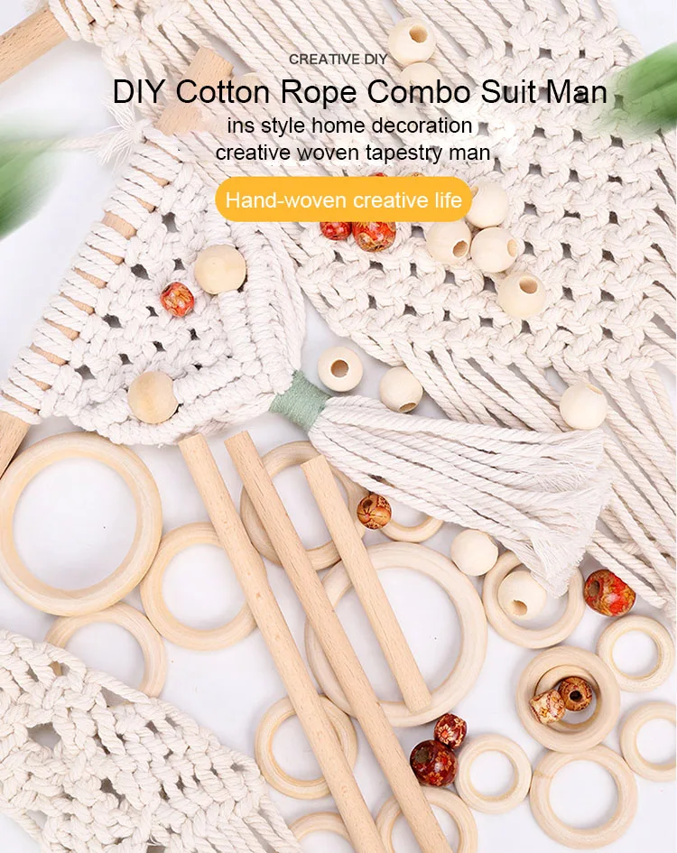 Diy Craft Kit Natural Macrame Cord Soft Cotton Customizable Diy Bohemia ...
