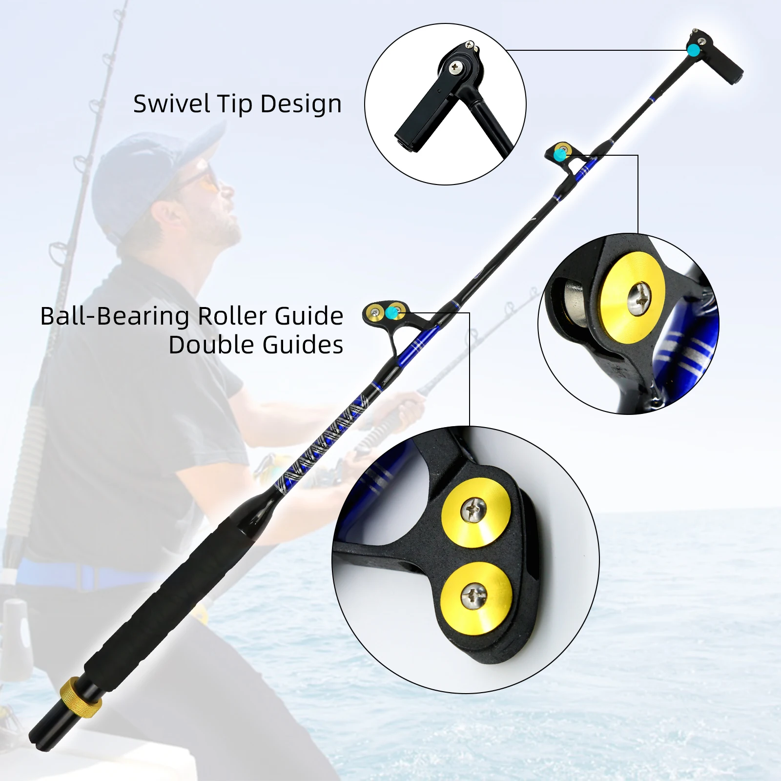 130LBS Swivel Tip Trolling Rod - Perfect for Saltwater Fishing