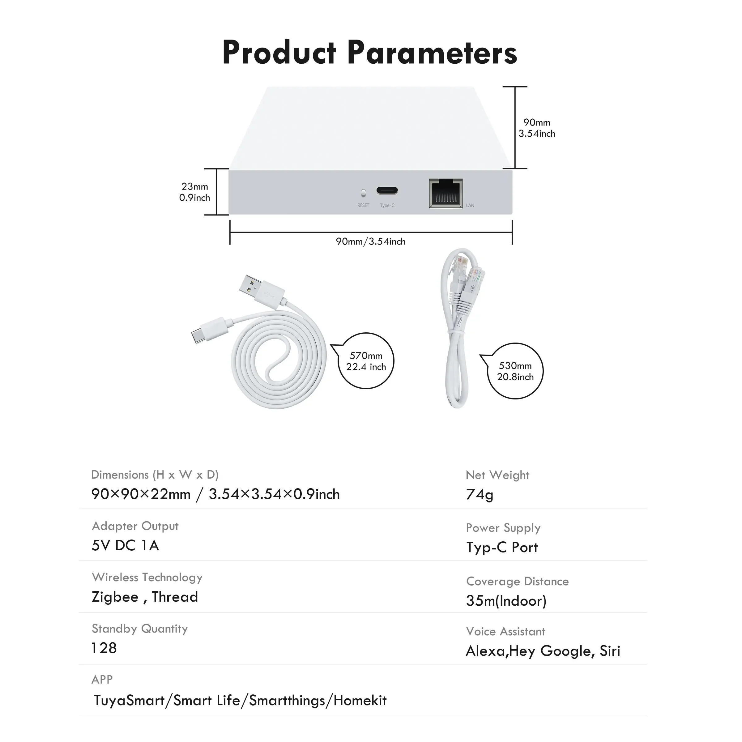 Tuya Smart Life Smart Home ZigBee Gateway Multi-function Matter Zigbee Wired Gateway Works with ...