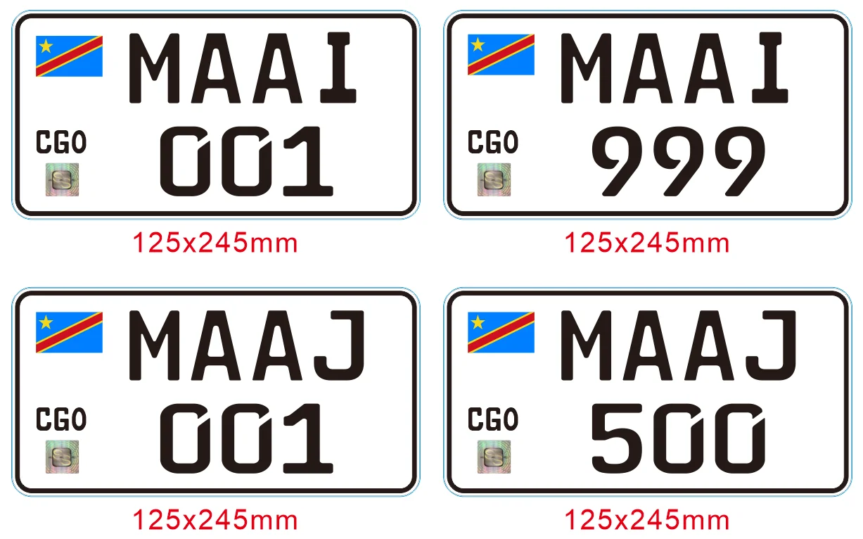 Democratic Republic of Congo Custom Number Plates - JOSHENG