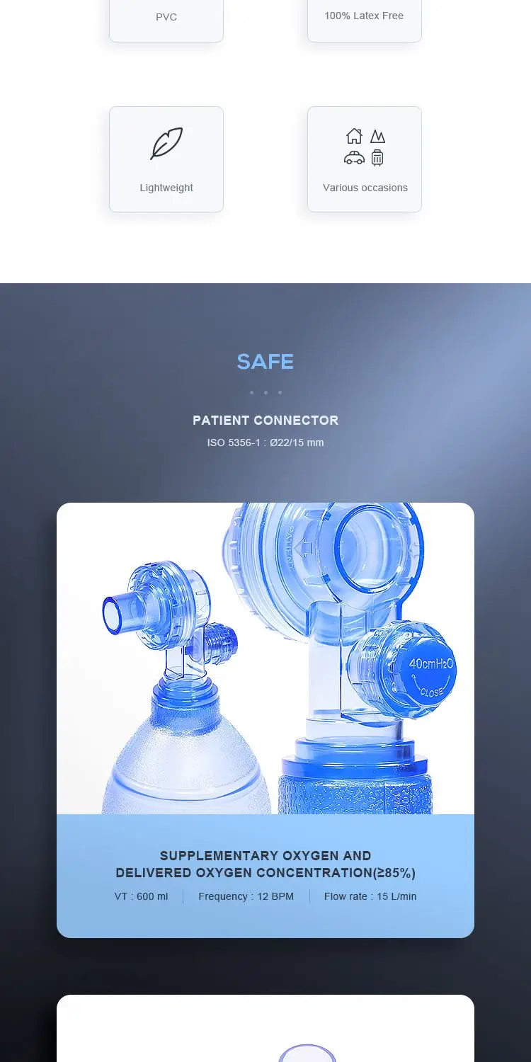 Handheld BVM Breathing Manual Resuscitator Valve Oxygen Mask