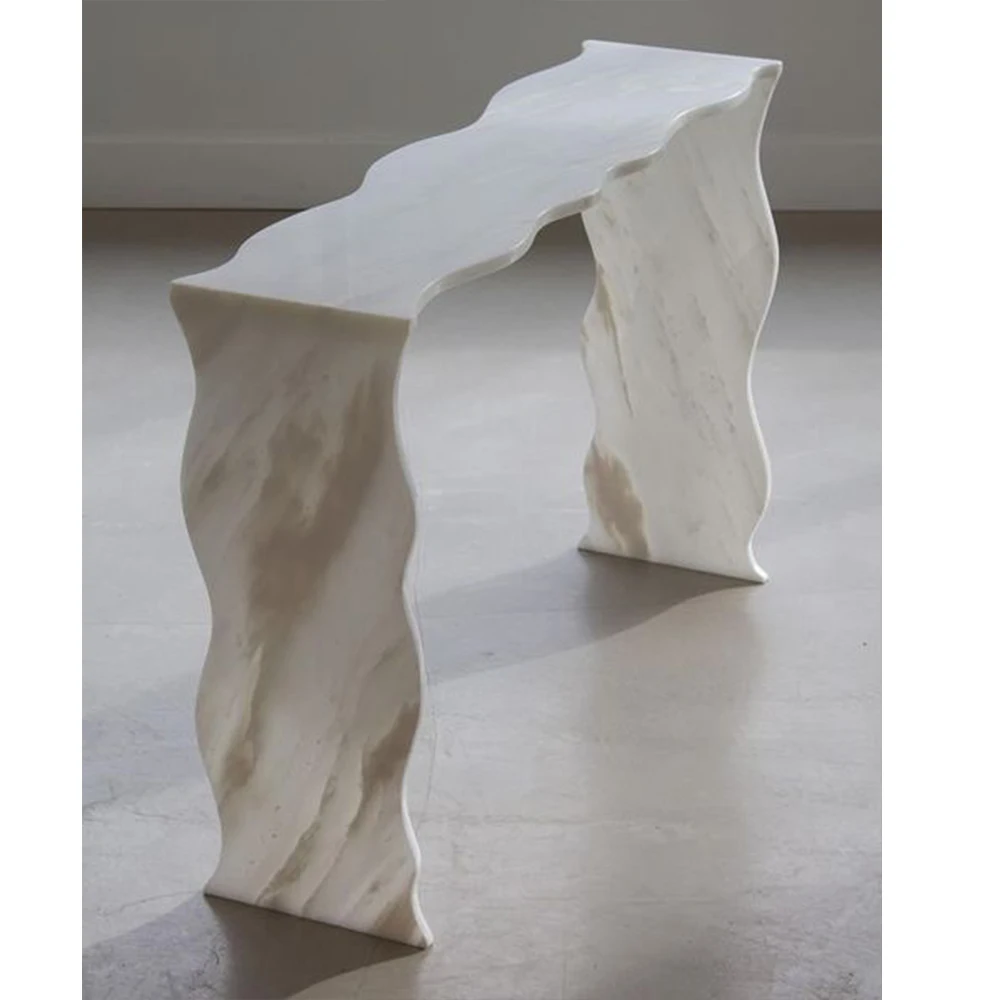 Natural Marble Console Home Decor Home Table Carve Console Table Wavy ...