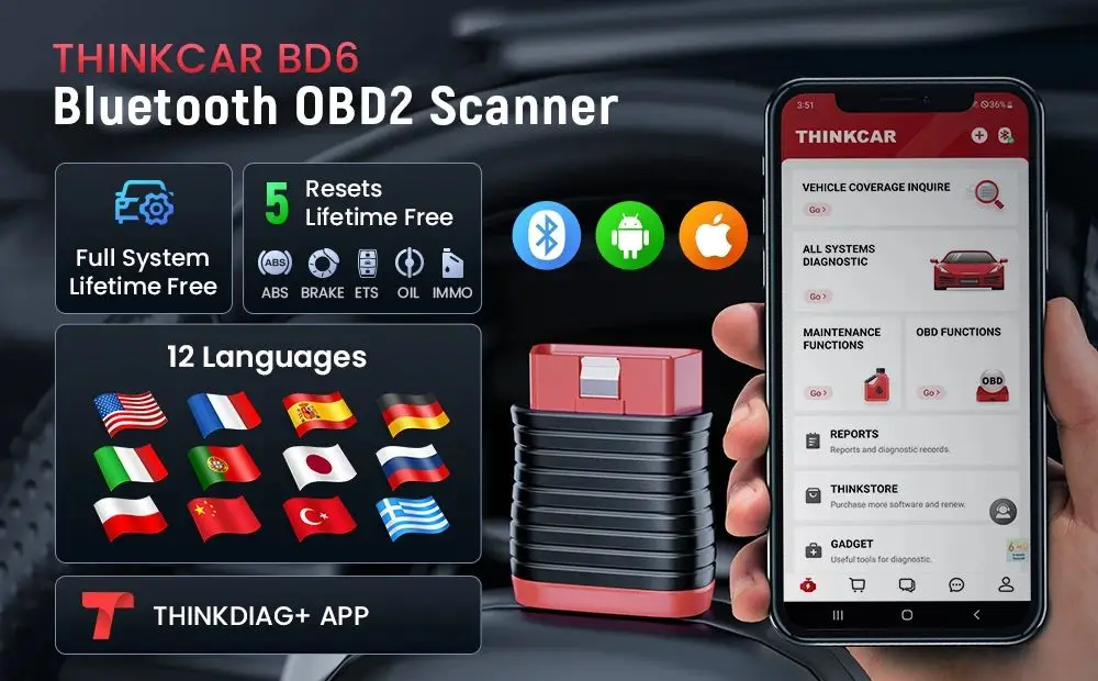 THINKCAR BD6 - Universal OBD2 Scanner with Full System Diagnosis