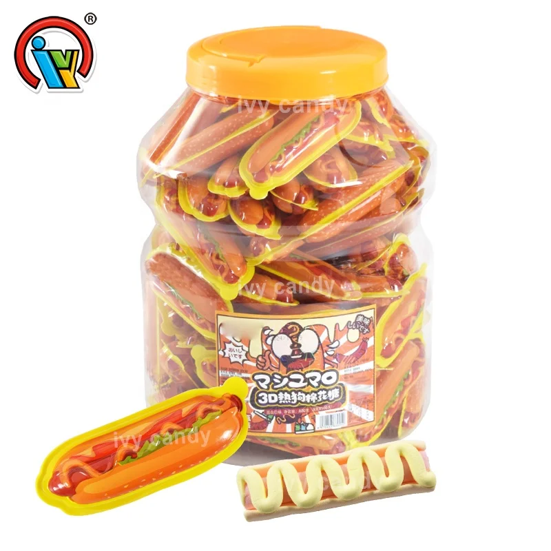 Halal Soft Candy Hot Dog Marshmallow Cotton Candy Supplier
