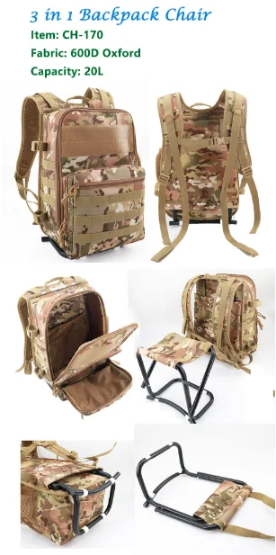 Outdoor New Design 3 In 1 Backpack With Folding Chair - Buy Backpack ...