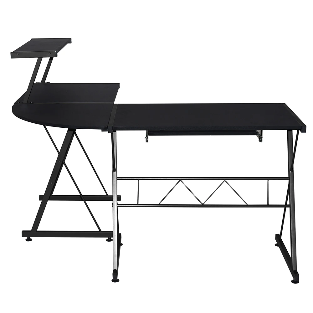 Modern L-shaped Corner Gaming Desks With Keyboard Tray And Shelf ...