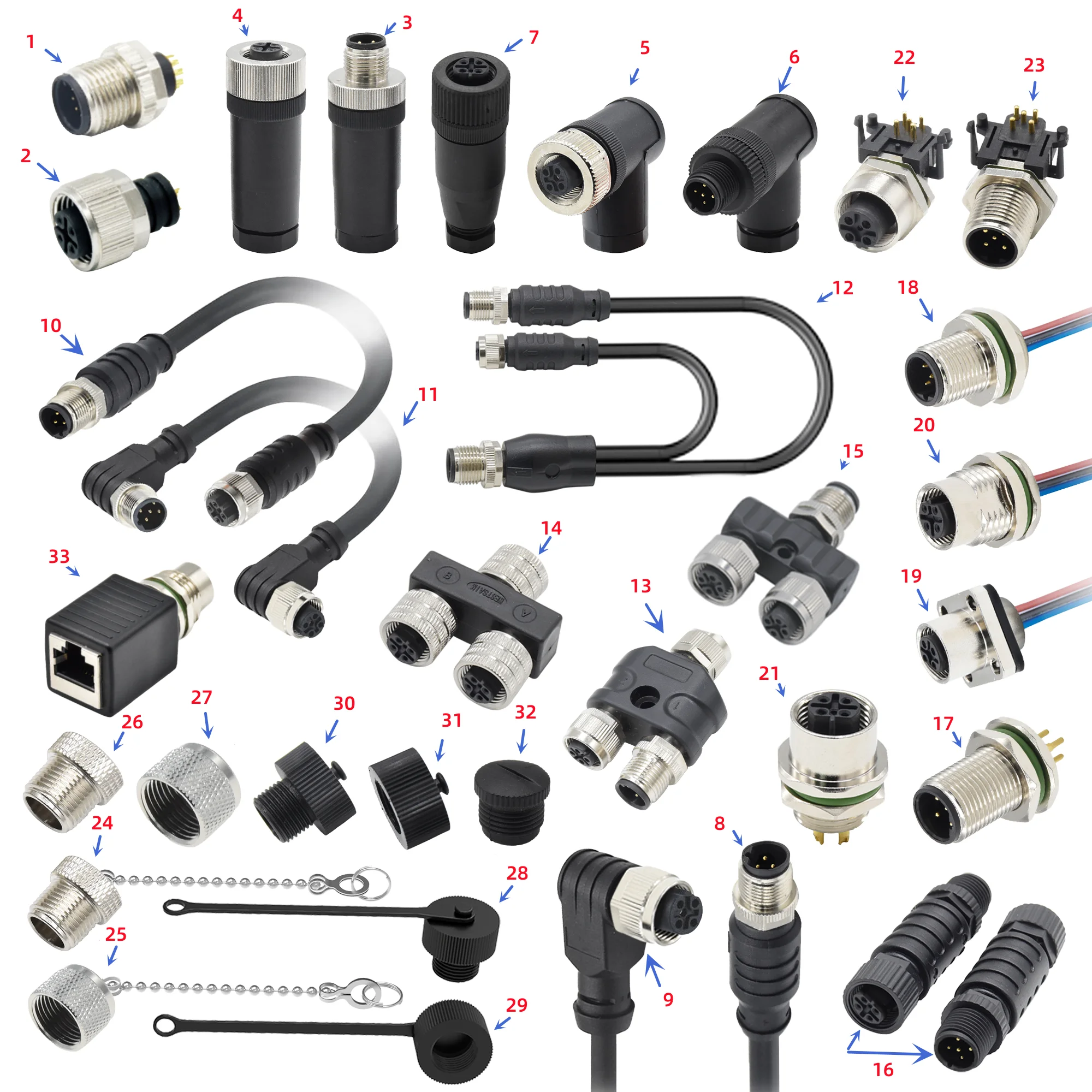 Connector Manufacturer M12 5 Pin B Coded Plastic Male Female Welding ...