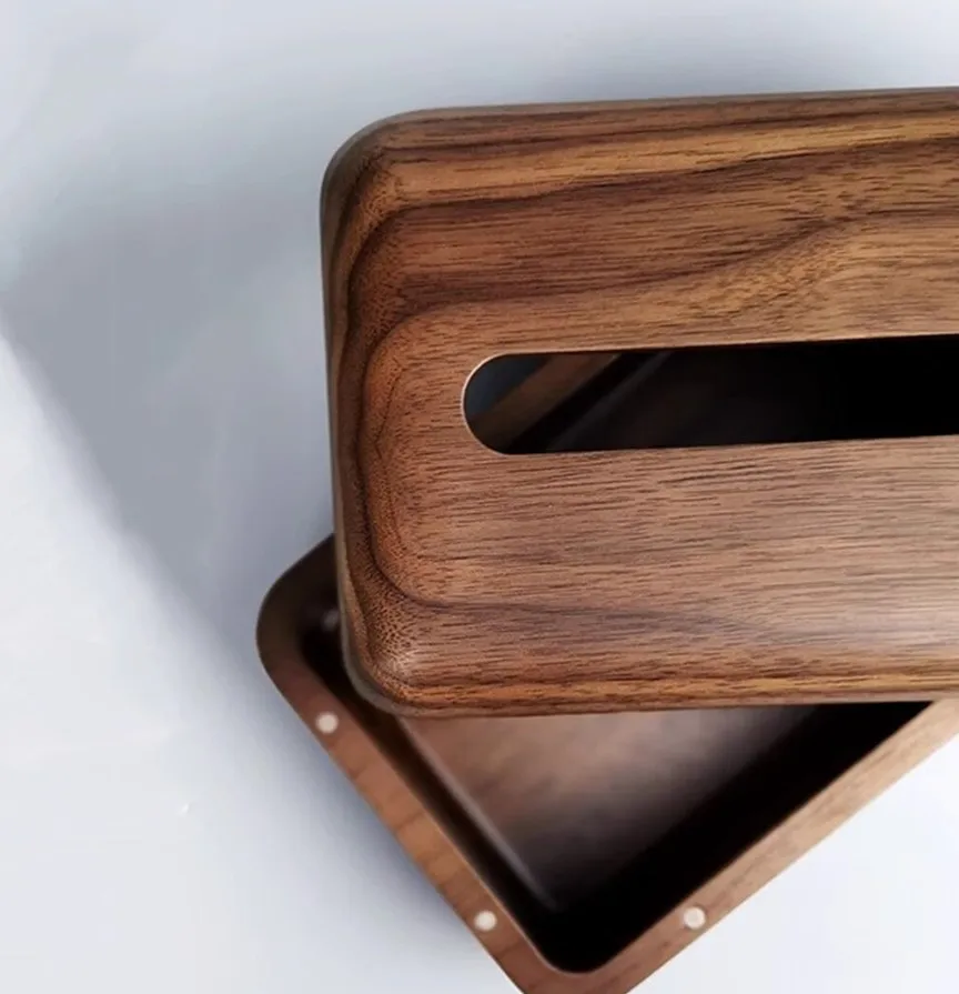 Desk Tissue Box Cover Solid Wood Tissue Box Home Decor Simple Style ...
