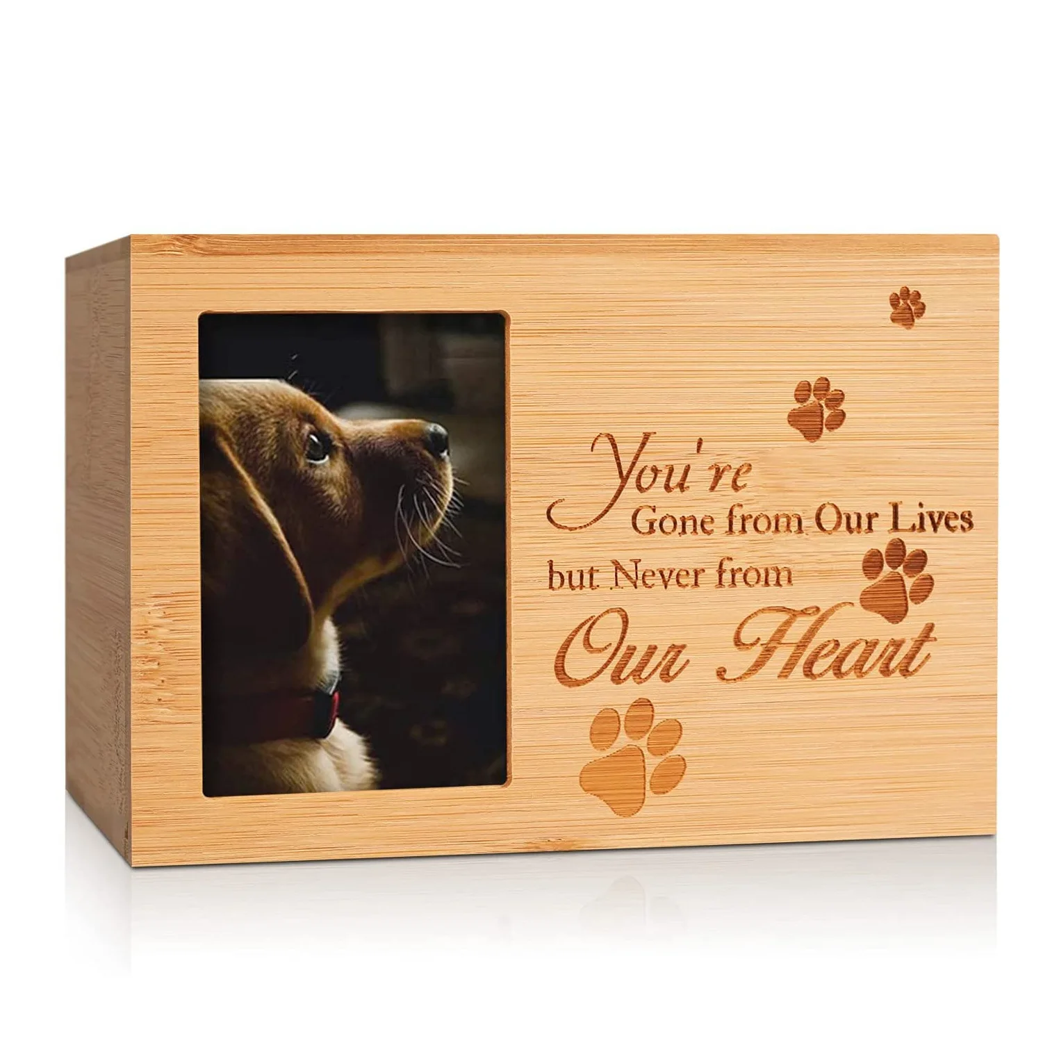 Bamboo Pet Memorial Urn for Ashes Cat Dog Memory Box with Photo Frame ...
