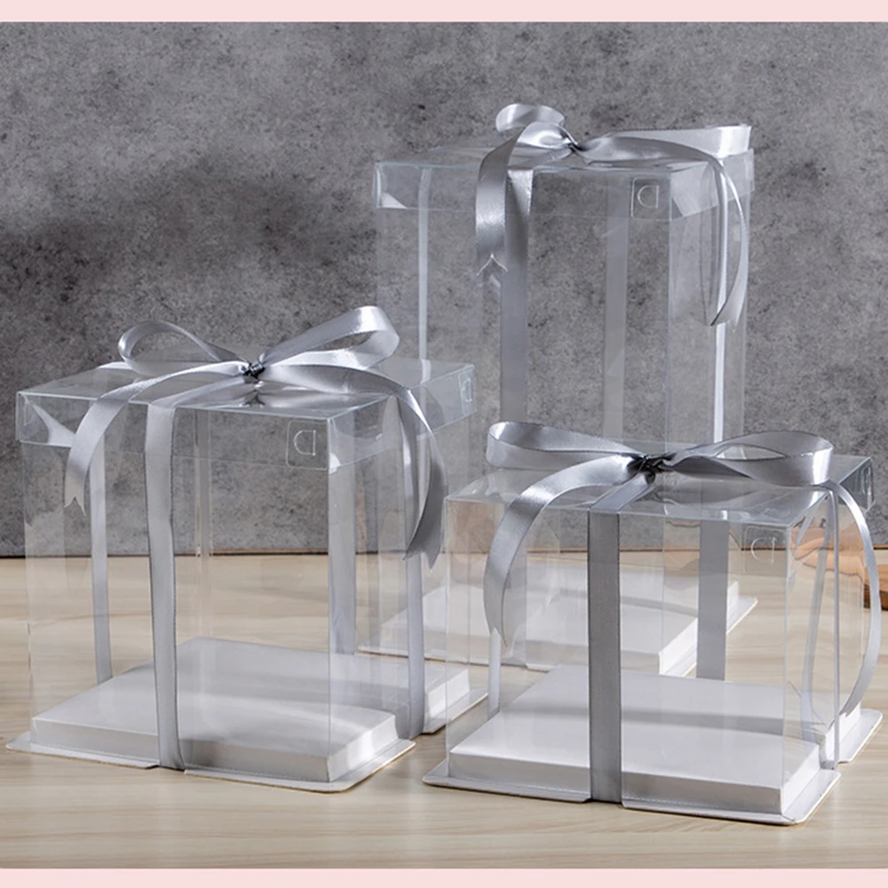 Custom Transparent Clear Pvc Tall Wedding Cake Packaging Boxes 12 X 12 ...