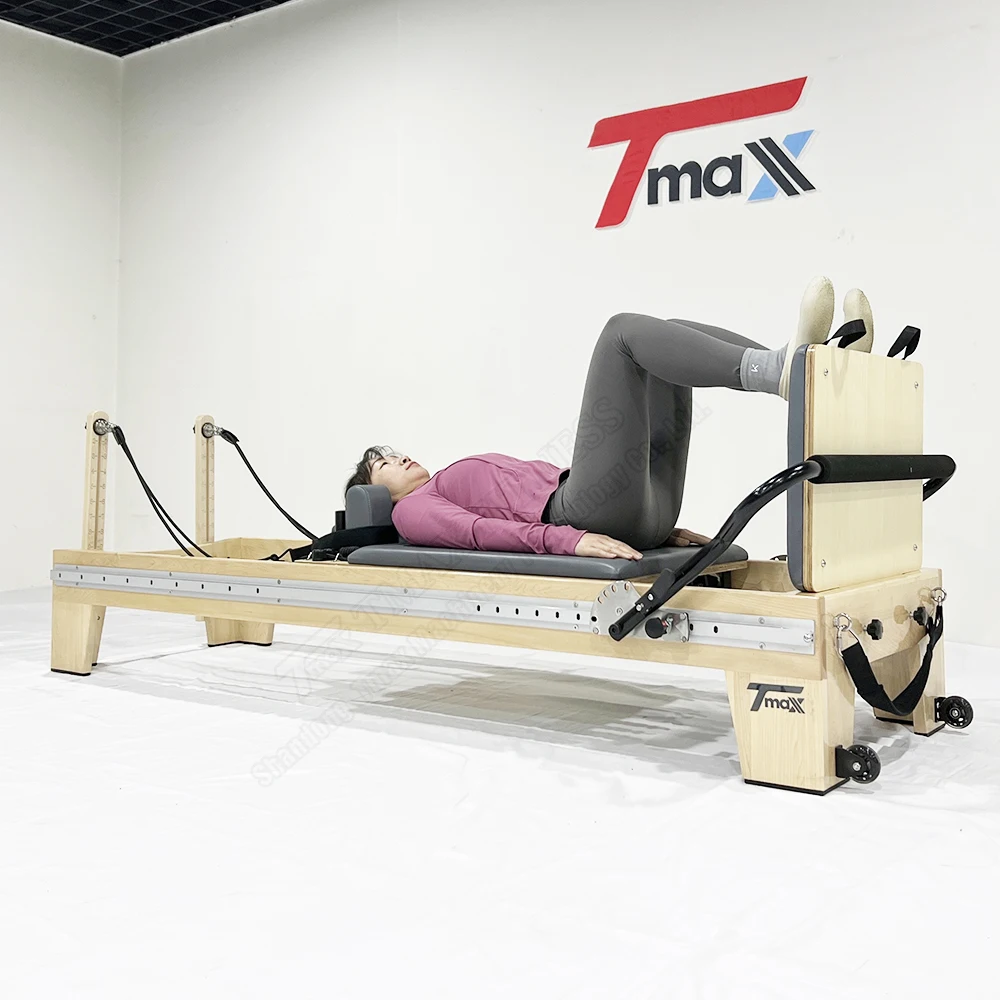 Tmax Commercial Studio Reformer Pilates Sliding Footbar Maple Wood ...