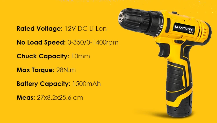 Luxter 12v Two Speed Cordless Drill Drilling Tool Driver Mini Power ...