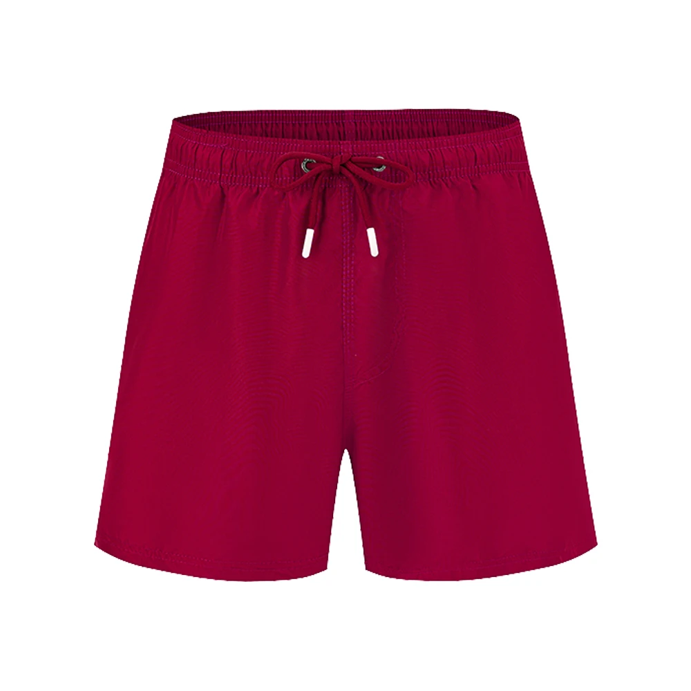 Superior Quality 100% Polyester Wine Red Beach Shorts Waterproof Solid ...