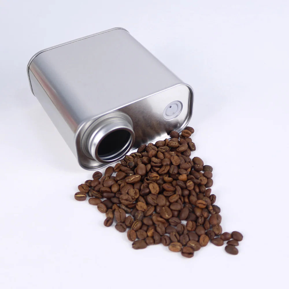 Eco-friendly 200g Coffee Tin Can With Degassing Valve - Rectangular Tin ...