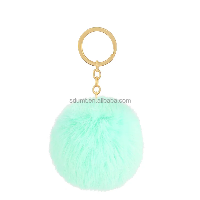 Promotional 8cm Small Pom Pom Keychain Safety Keychains For Women Key ...