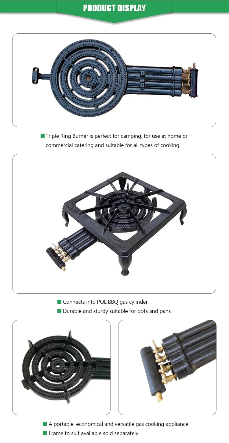 High-pressure 4 Ring Camping Cast Iron Wok Burner LPG