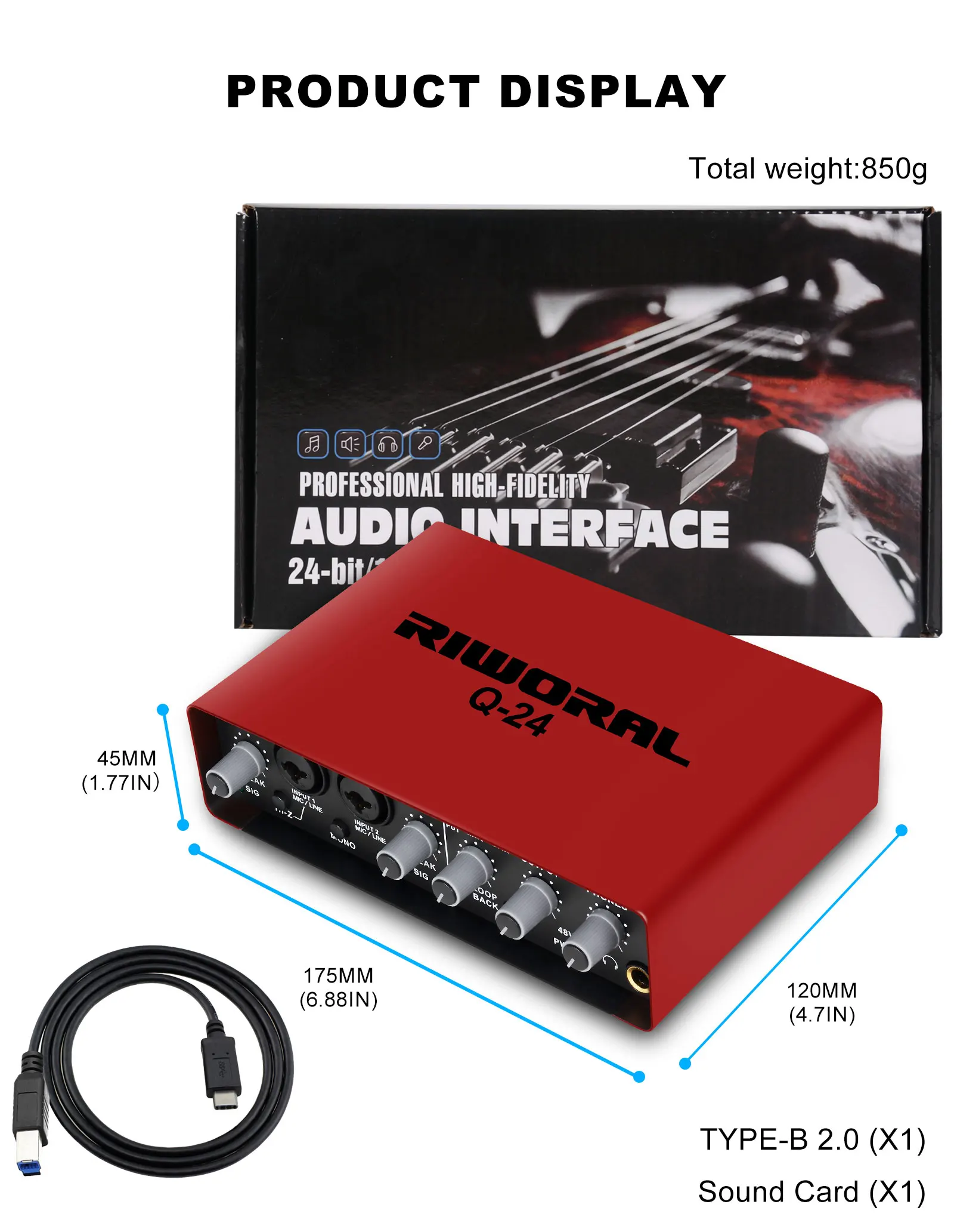 R-24 New Style 24bit/192khz Xlr Audio Interface 48v Power High Quality ...