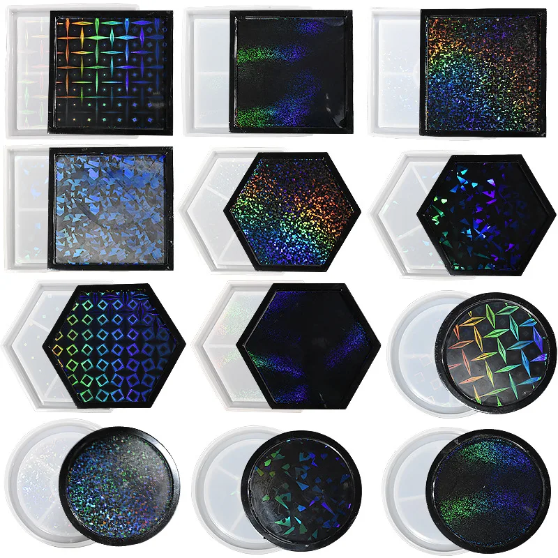 Diy Resin Epoxy Holographic Silicone Molds Holo Resin Circle Round ...