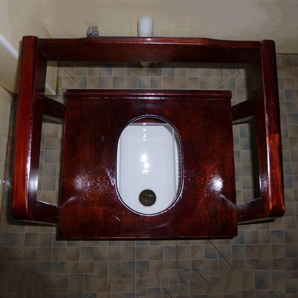 Detachable Wood Frame High Back Commode Chairs for Disabled