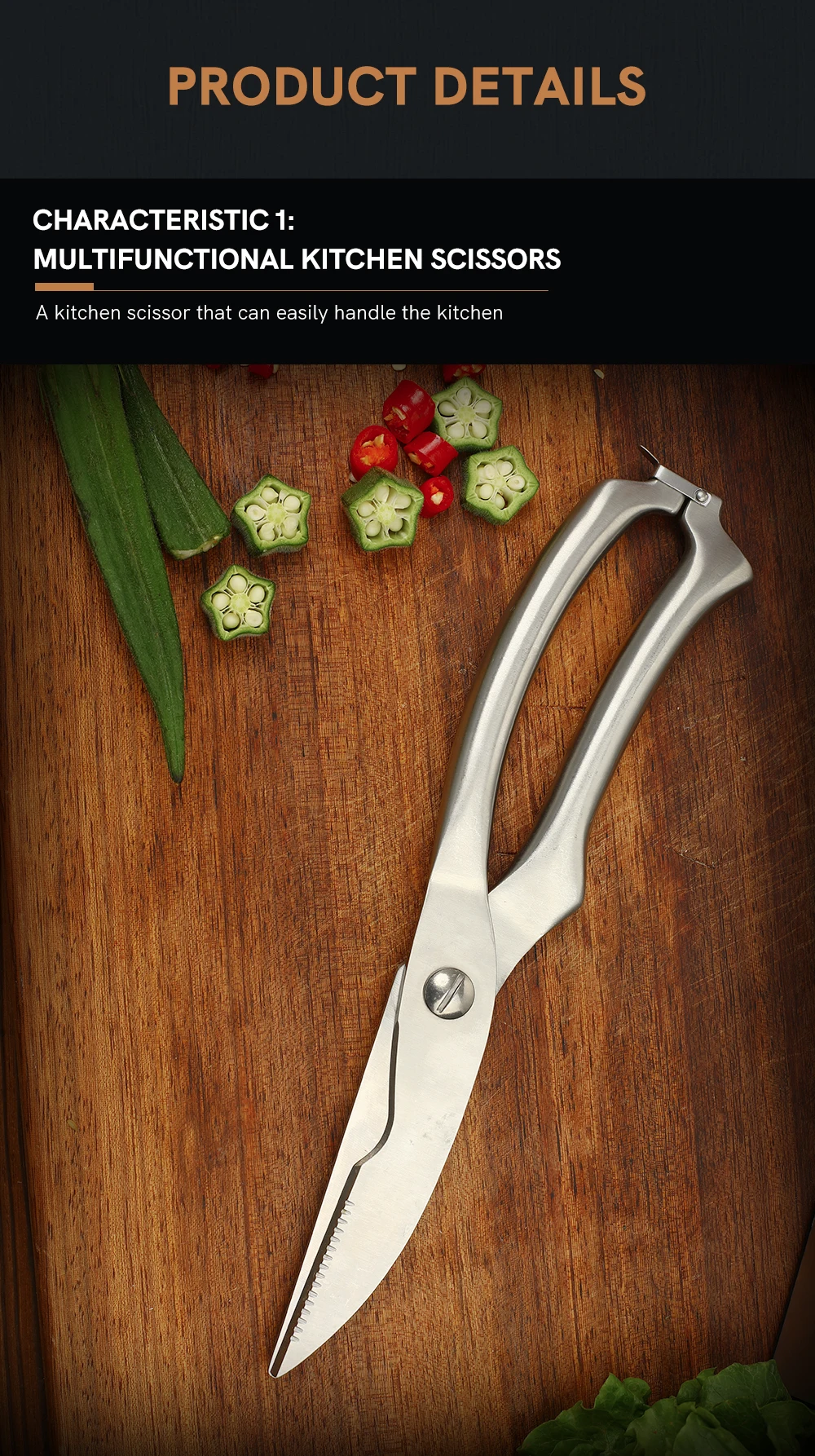 Kitchen Chicken Bone Scissors With Back Lock Multifunctional Sharp ...