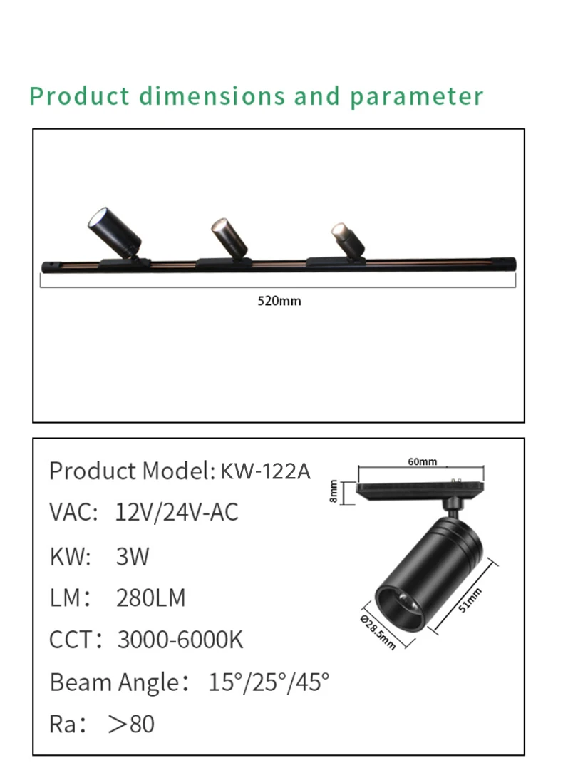 24v Magnetic Track Light 3w Led Tracking Lighting 2700k-6500k - Buy 24v ...