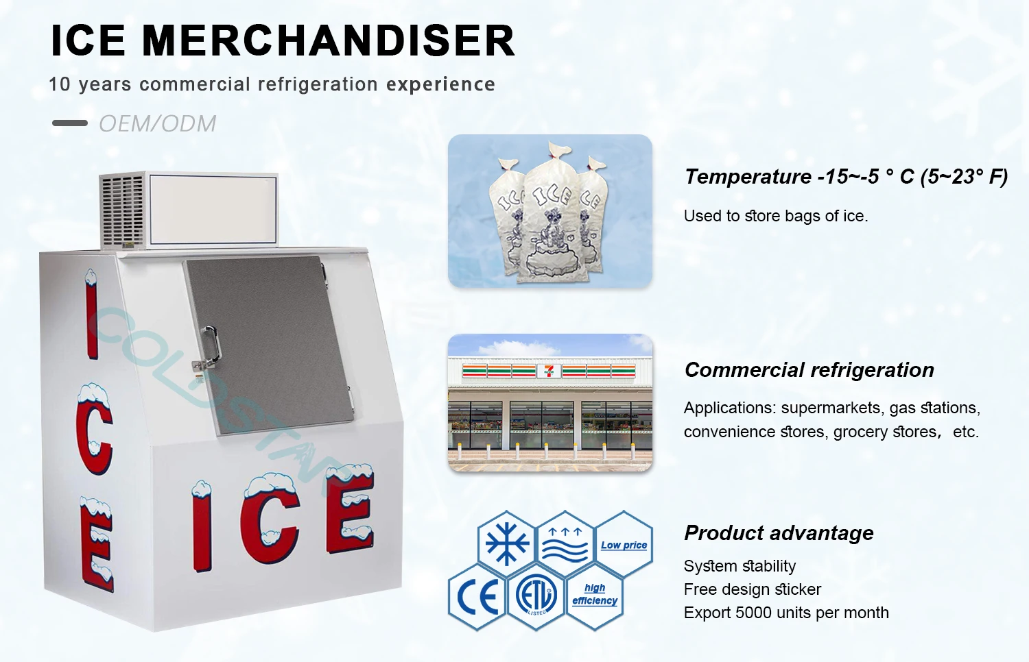 Coldstar Outdoor Cold Wall/fan Cooling Slant Ice Merchandiser