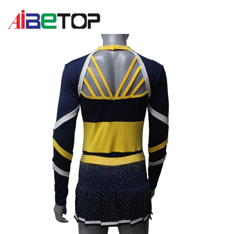 High School Competition Cheerleaders Uniforms Rhinestones Cheerleading ...