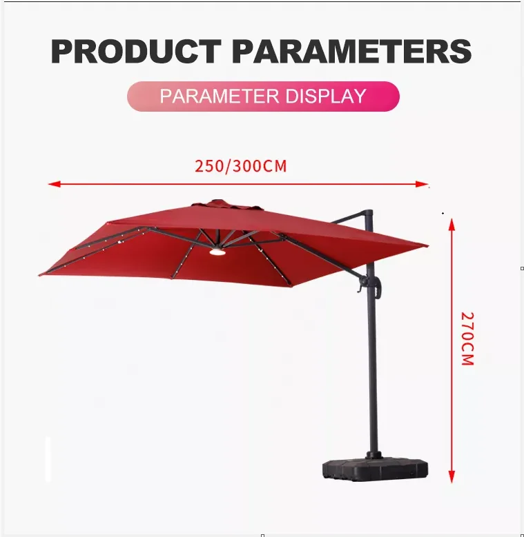 Luxury 3*4m Waterproof Windproof Outdoor Led Umbrella Stock Roman ...