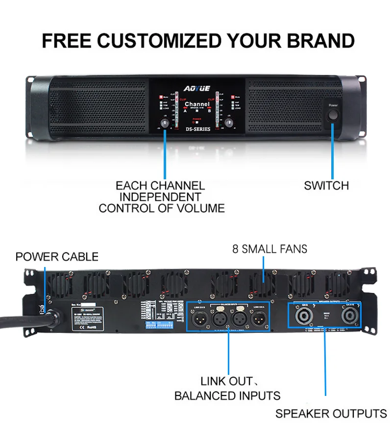 2 Channels Power Amplifier Td Class Amplifier with Speaker Power Mixer ...