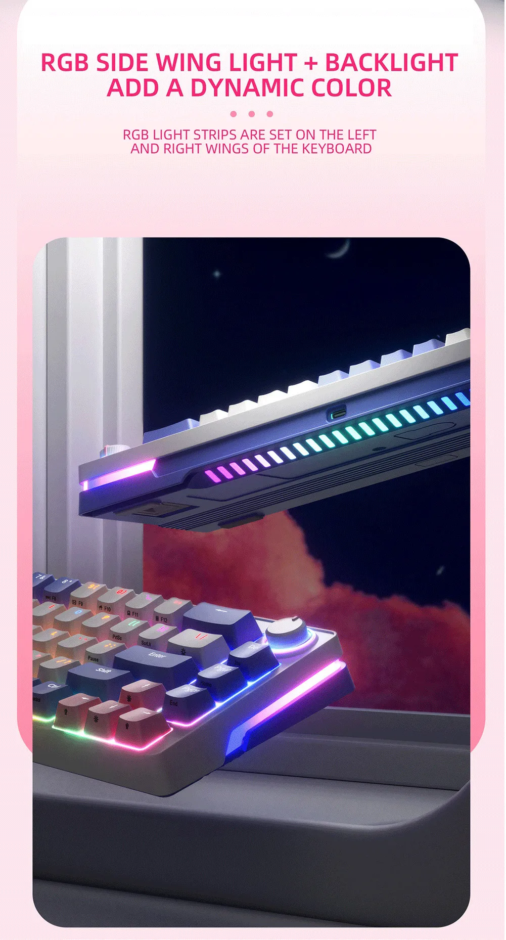 65% Mechanical Keyboard with 68 Keys - RGB Backlit Gaming