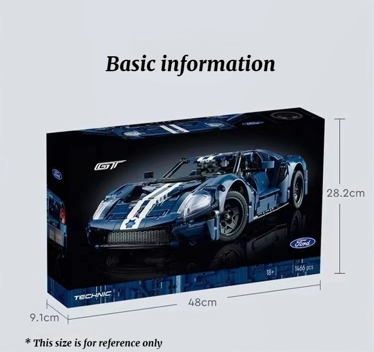 36002 Technic Ford Gt Toy Bricks 1:12 V6 Engine Racing Car Building ...
