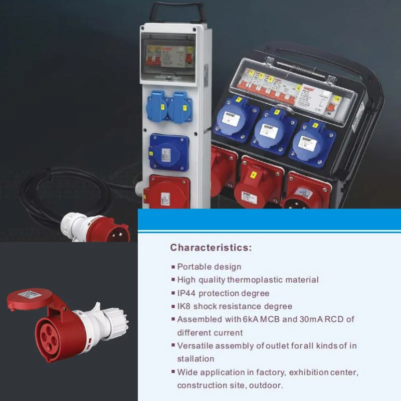 Industrial Socket Box IP44 - 16A, 32A MCB Breaker 40A RCD