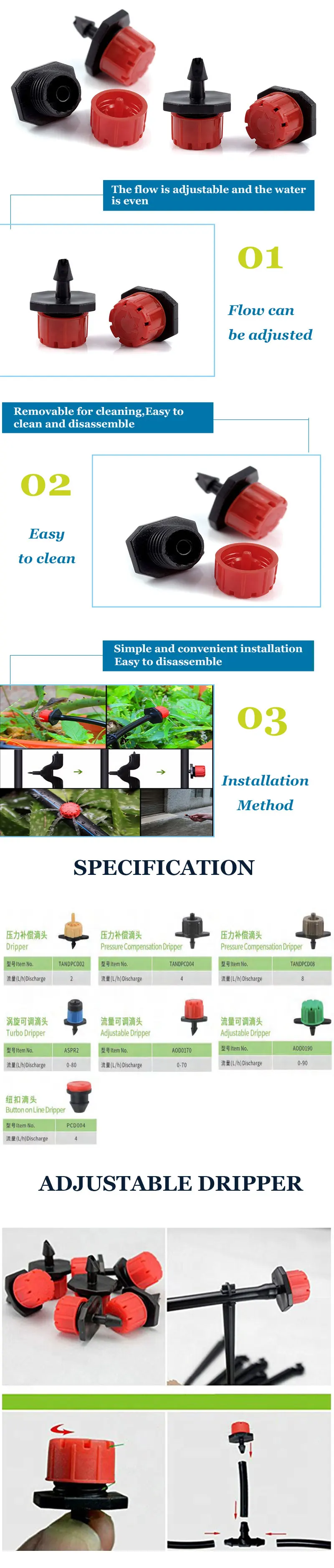 Drip Irrigation Emitter Adjustable Dripper With Barb, Controllable ...