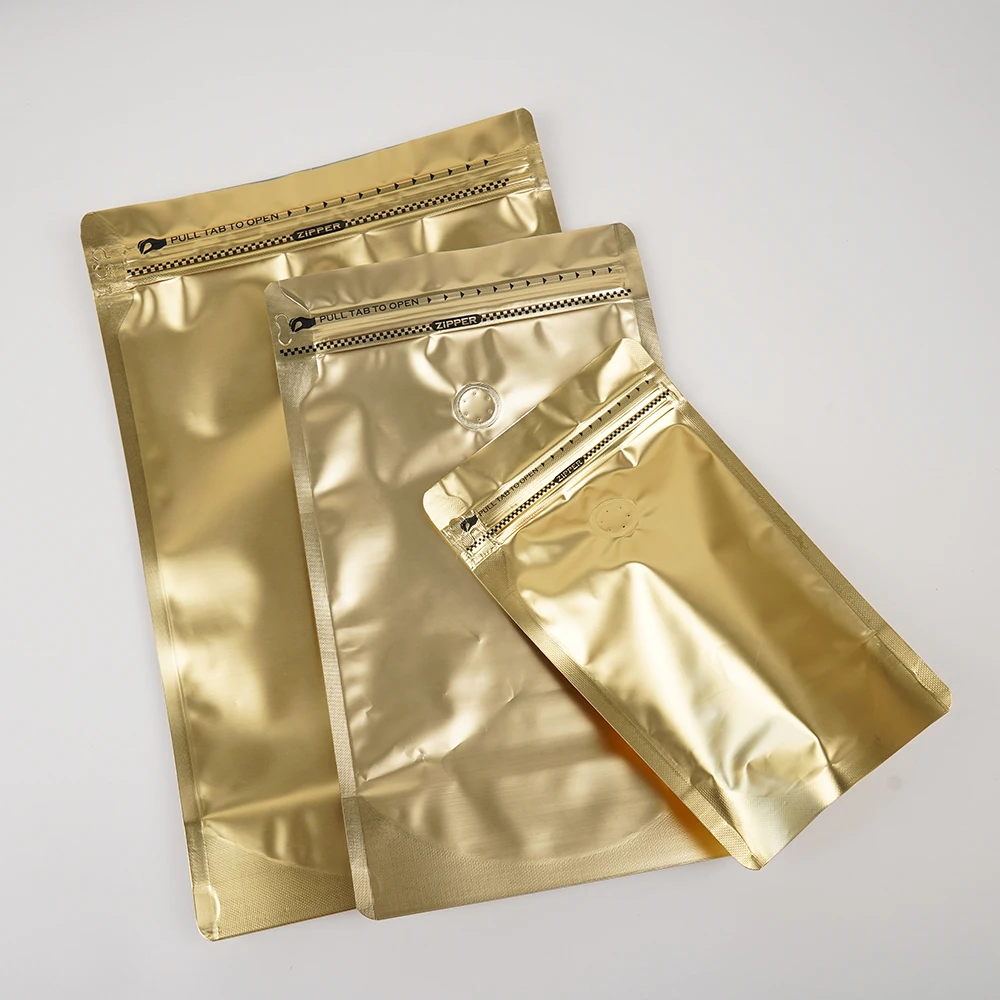 Custom Food Packaging Vacuum Gold Color Aluminum Foil Printing Ziplock ...