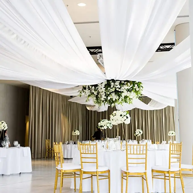 Chiffon Fabric Wedding Arch Draping Ceremony Decorations Backdrop ...