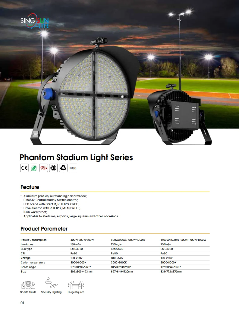 High Quality LED High Mast Light 140lm/w Football Field Lighting 400W ...