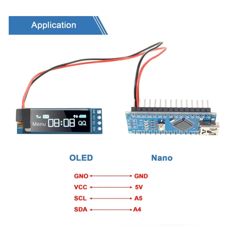 0.91 Inch Oled Display Module Iic Ssd1306 128x32 Oled Screen Driver Dc 3.3v~5v For Arduino Esp32 ...