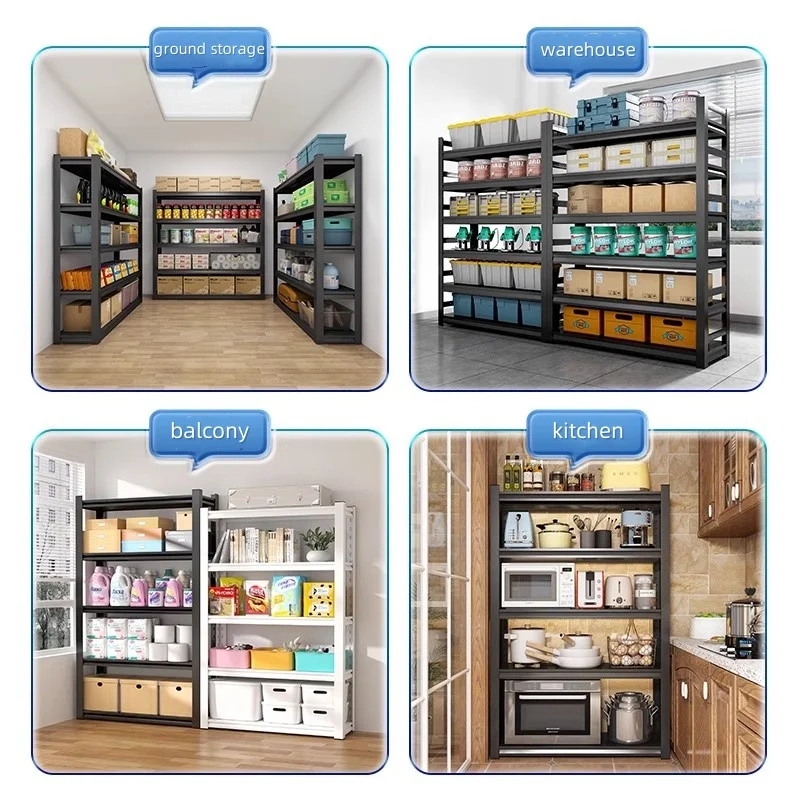 Black Metal 5-Layer Storage Shelves Steel Storage Rack Black Adjustable ...