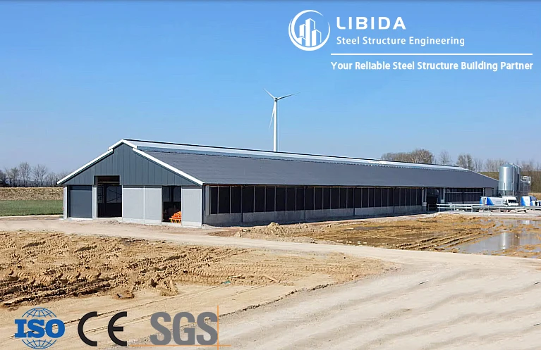 Galvanized PREFAB STEEL Steel Structure Farm Livestock Shed ...