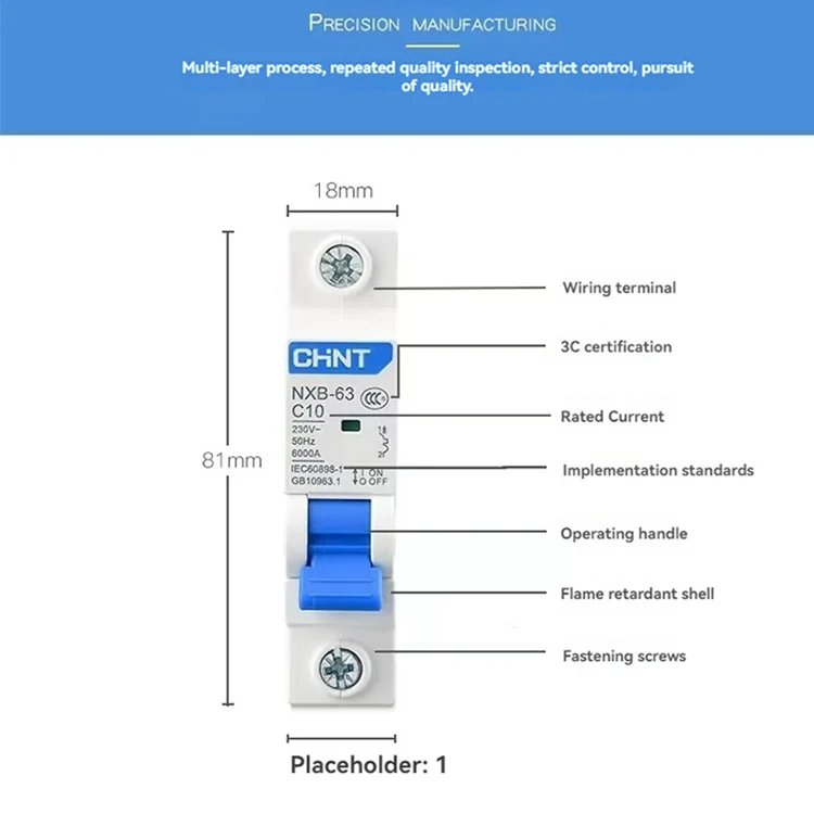Chint NXB-63 1P MCB Circuit Breaker Chint Disjuncteur Bipolar 63A 100A ...