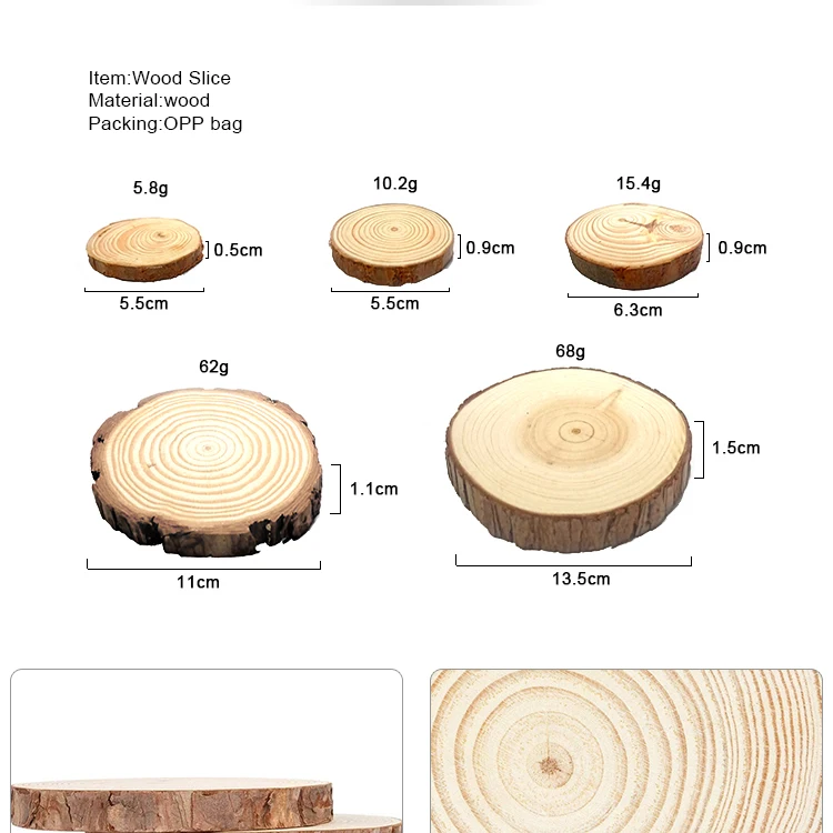 Eco-friendly Unfinished Natural Round Pine Wood Tree Disc Wooden Log ...
