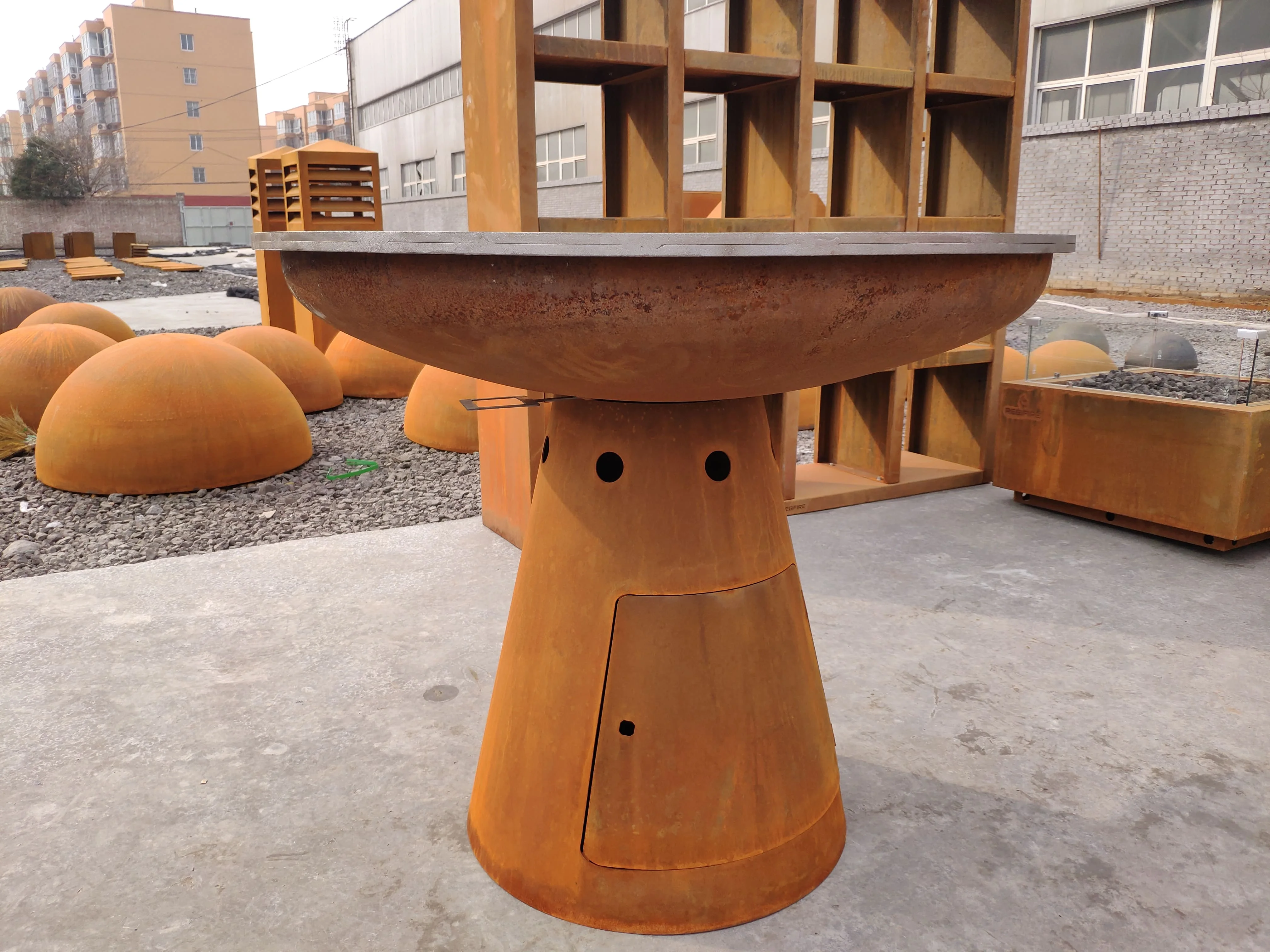 Outdoor Corten Steel Fire Pit Barbecue Kitchen Cooking Fire Pit With ...