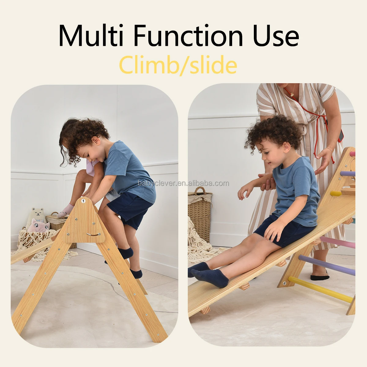 Wooden Indoor Kids Play Gym - Pickler Triangle Climber